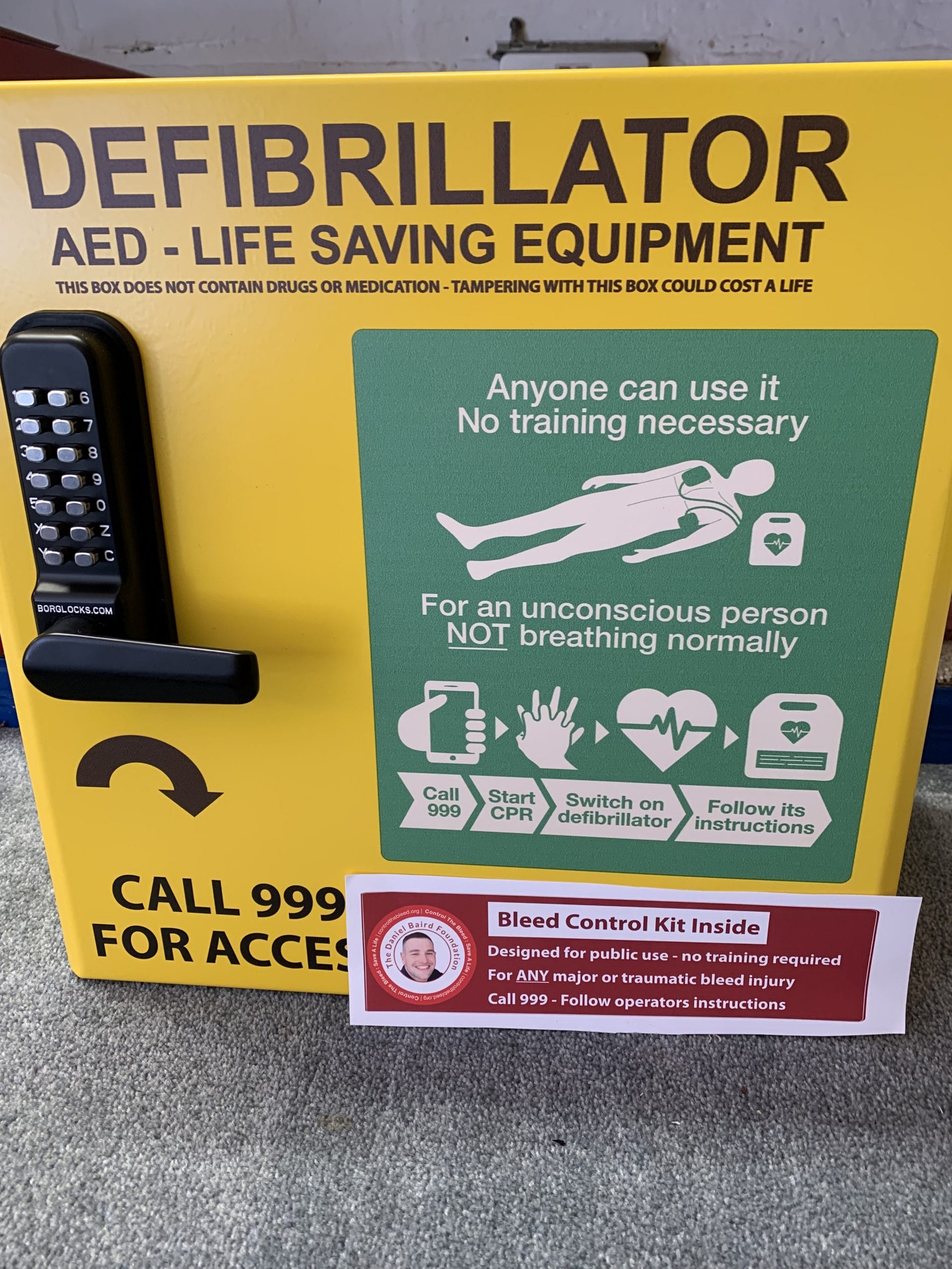 Bleed Control Kit Inside Sticker for Defib Cabinets - Turtle defib cabinets